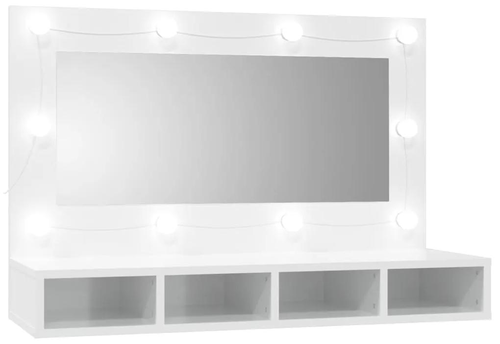Zrcadlová skříňka s LED bílá s vysokým leskem 90 x 31,5 x 62 cm - Default Title