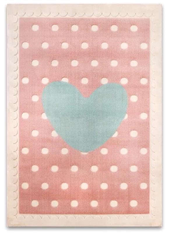 Dětský růžovo-modrý koberec Heart, 133 x 190 cm