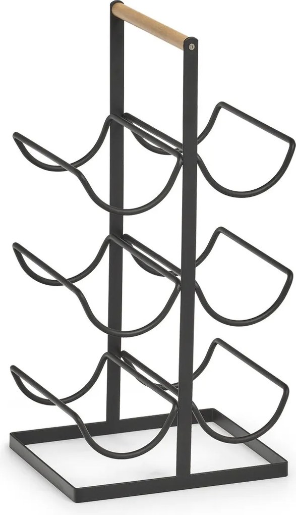 kovový stojan na víno, 6-paprskový, 46 cm, černý, ZELLER