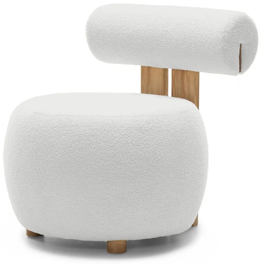 Bílé designové křeslo HANNA, dub