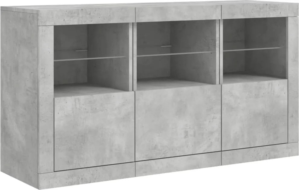 Příborník s LED osvětlením betonově šedý 123 x 37 x 67 cm 3209061