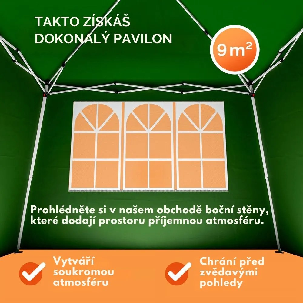 Party stan/pavilon CAPRI, 3x3m, zelená Casaria