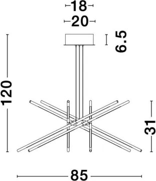 Závěsné LED svítidlo NOVA LUCE RACCIO 68W 3000K 9180782 stmívatelné Triac