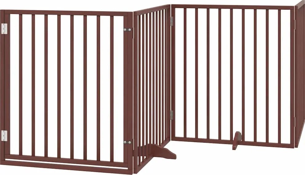 Zábrana pro psy s dvířky skládací 6 panelů hnědá 480 cm topol 3155581