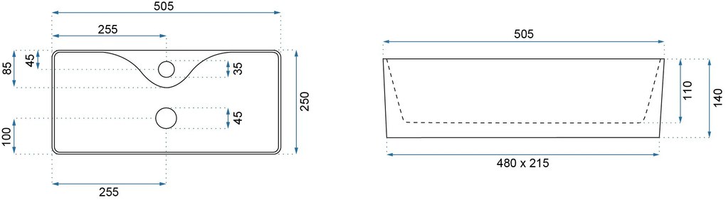 Rea Mery umyvadlo na desku 50x25 cm, bílá , REA-U0699