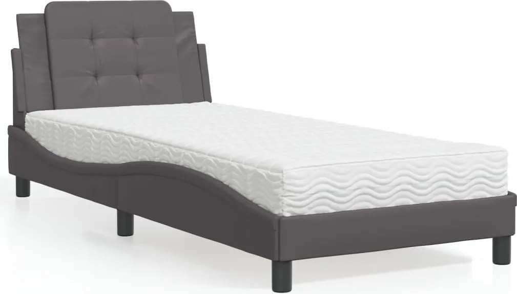 Rám postele bez matrace Zadar šedá 100 x 200 cm umělá kůže 3208848