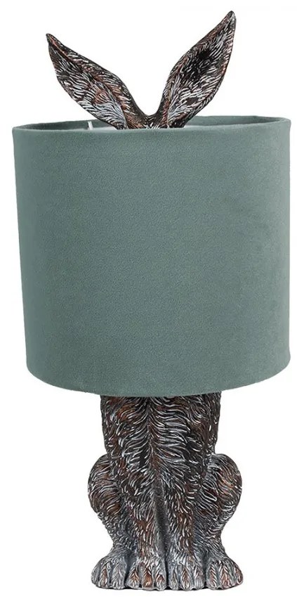 Šedá stolní lampa králík se zeleným stínidlem Rabbi - Ø 20*43 cm