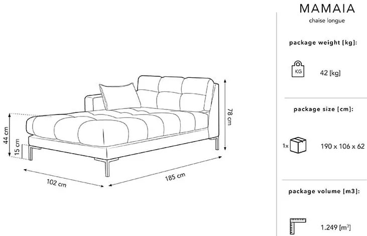 MUZZA Lenoška mamaia levá 185 cm samet černá