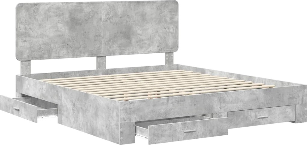 Rám postele s čelo Betonově šedá 200 x 200 cm Kompozitní dřevo 3412745