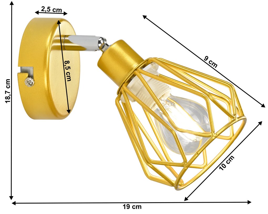 Nástěnná lampa, zlatá/kov, OKIRA TYP 2