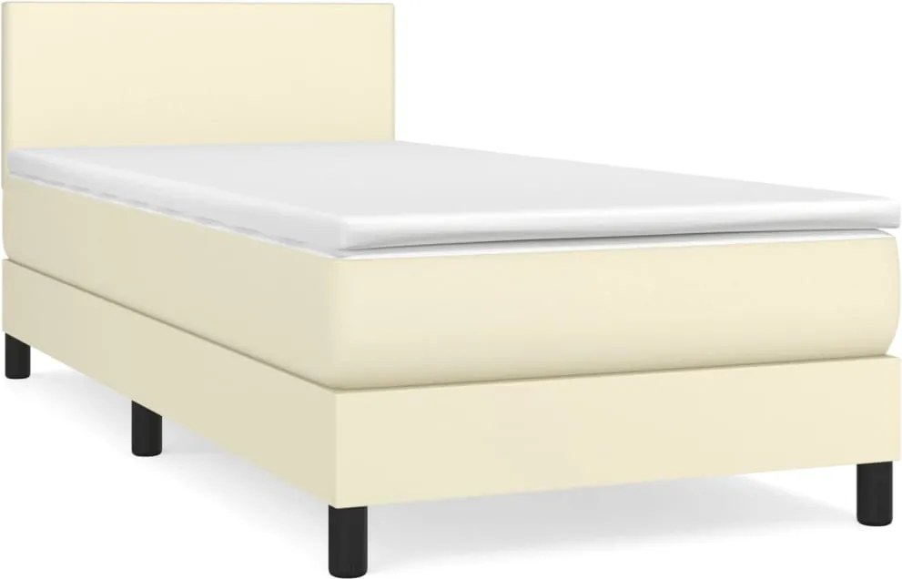 Box spring postel s matrací krémová 100x200 cm umělá kůže 3140989