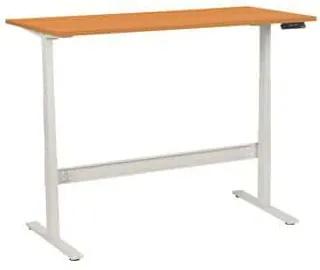 Výškově nastavitelný kancelářský stůl Manutan, 160 x 80 x 62,5 - 127,5 cm, rovné provedení, ABS 2 mm, buk