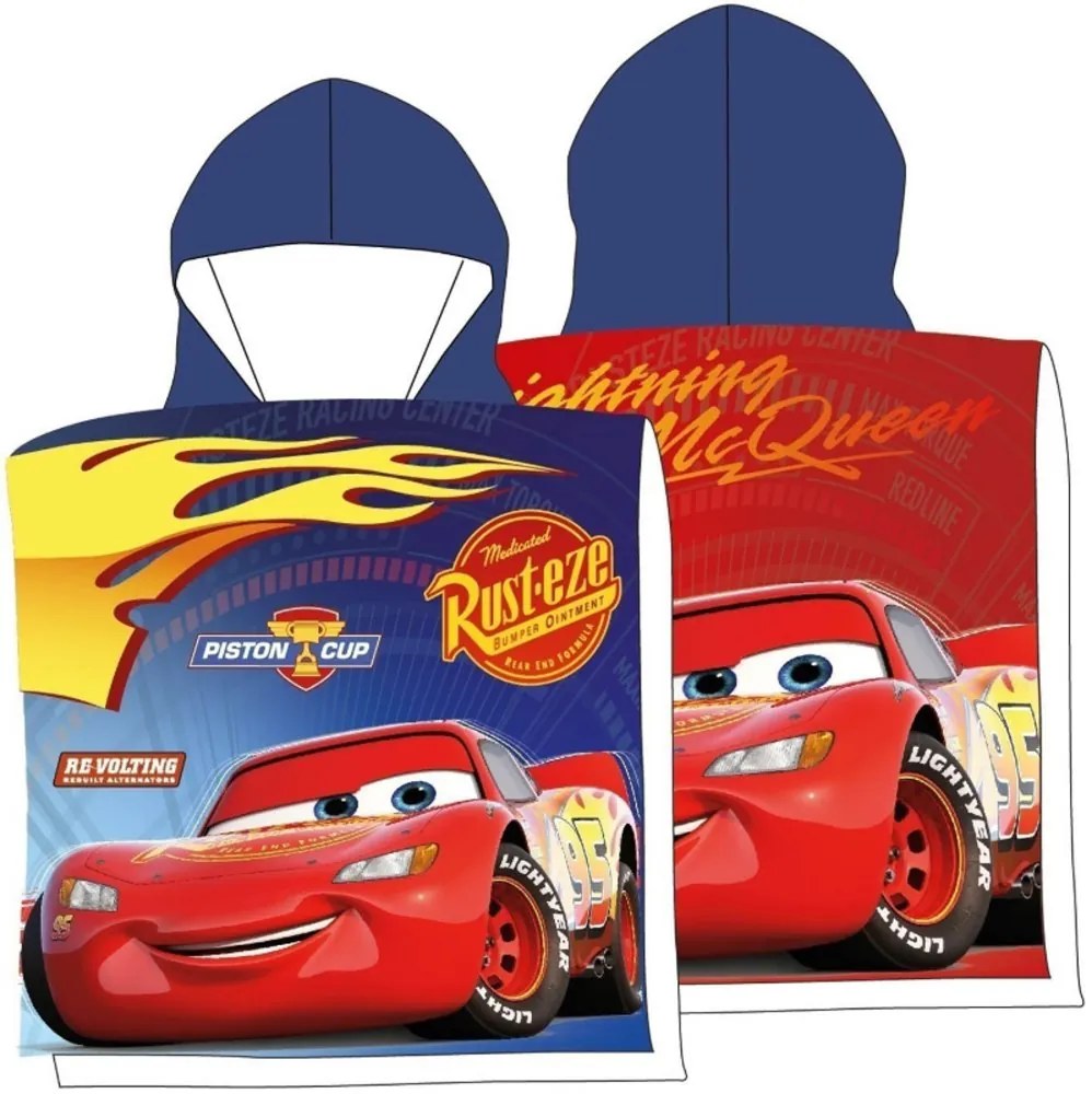 Chlapecké plážové pončo - osuška s kapucí Auta - motiv Piston Cup - 100% bavlna - 55 x 110 cm