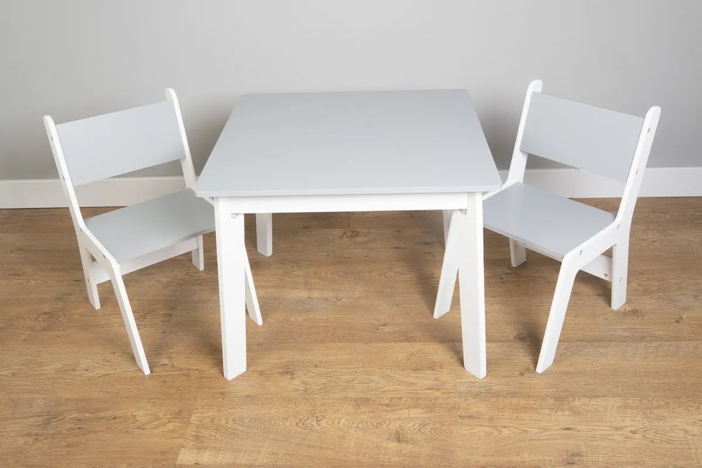 Ourbaby dětský stůl se židlemi Grey &amp; White 31689