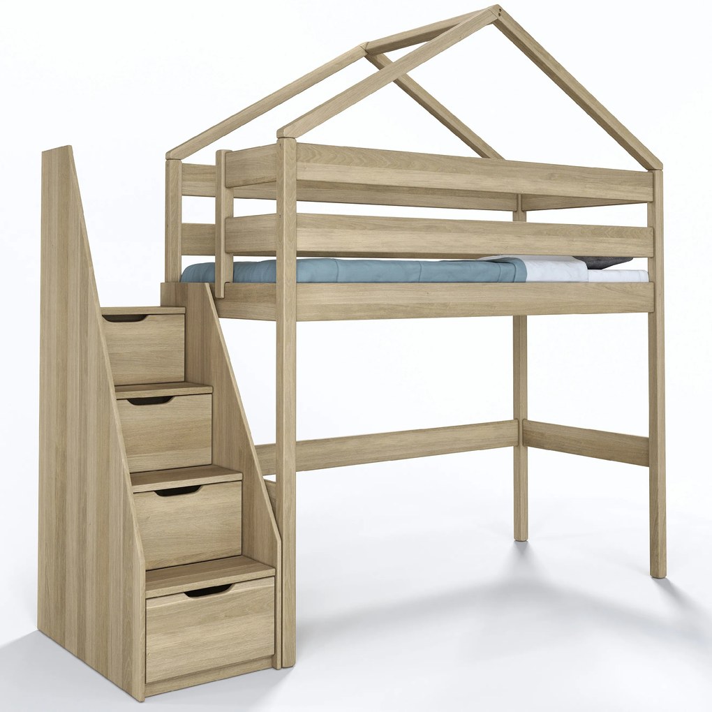 Vlastní výroba Dubová patrová postel Junior domeček