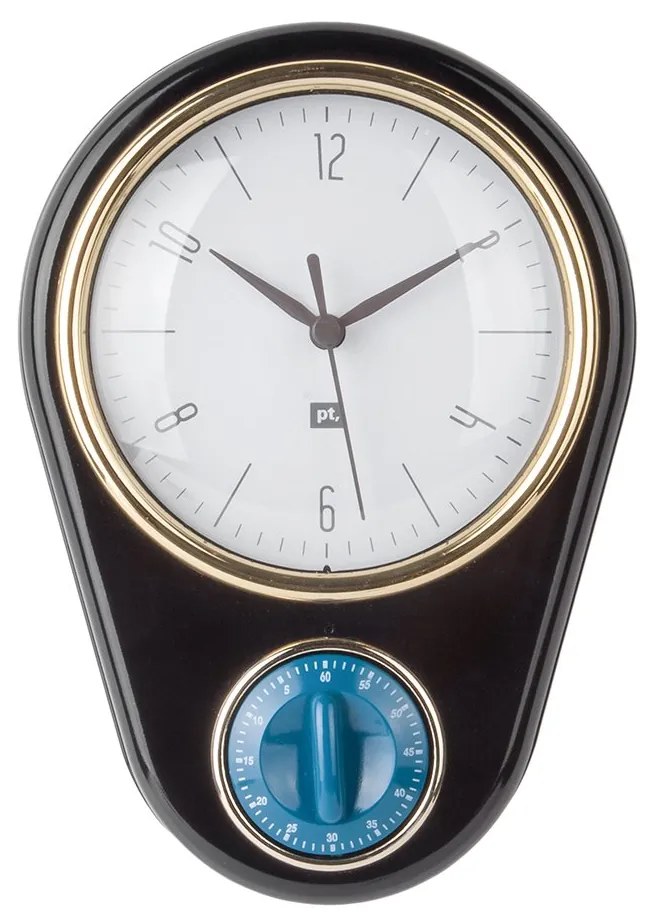 PRESENT TIME Nástěnné hodiny s kuchyňským časovačem černé