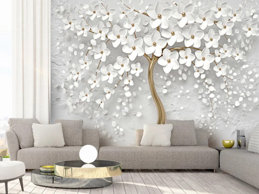 3D tapeta bílý strom s květy Rozměry (š x v) a Typ: 400x280 cm - vliesové
