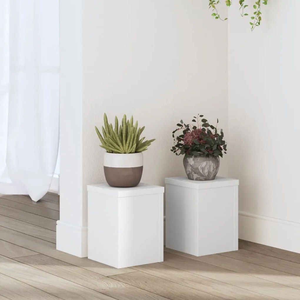 Stojany na rostliny 2 ks bílé 15 x 15 x 20 cm kompozitní dřevo