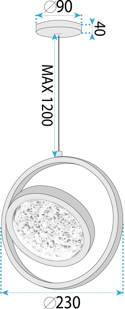 Toolight Toolight, křišťálové závěsné svítidlo 8W, 3000K, 500lm, LHJ106-1CP, růžové zlato, OSW-50070