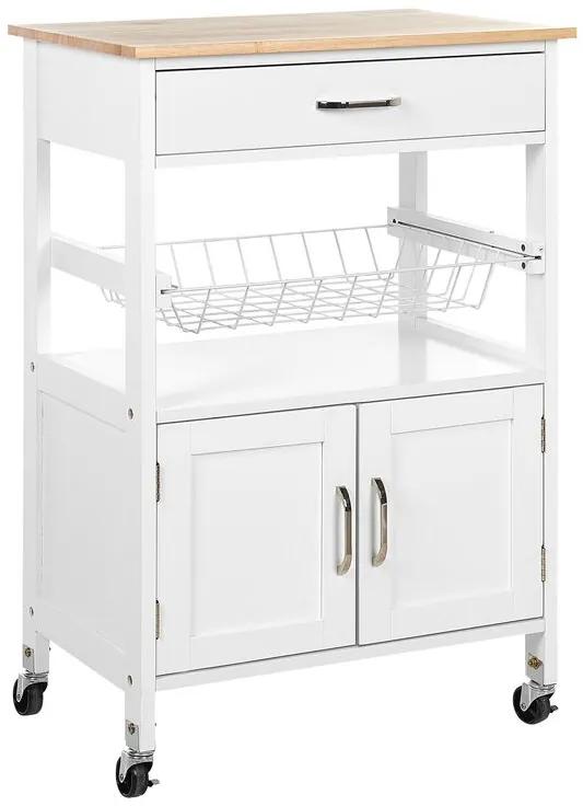 Kuchyňský vozík světlé dřevo/ bílý LUGO Beliani