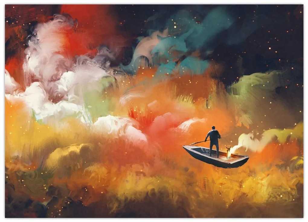 Obraz - Muž plující vesmírem (70x50 cm)