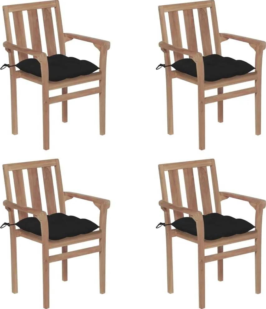 vidaXL Stohovatelné zahradní židle s poduškami 4 ks masivní teak [3073394] Barva: Šedá