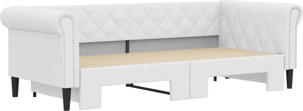 Válenda s přistýlkou bílá 90 x 200 cm umělá kůže 3197724