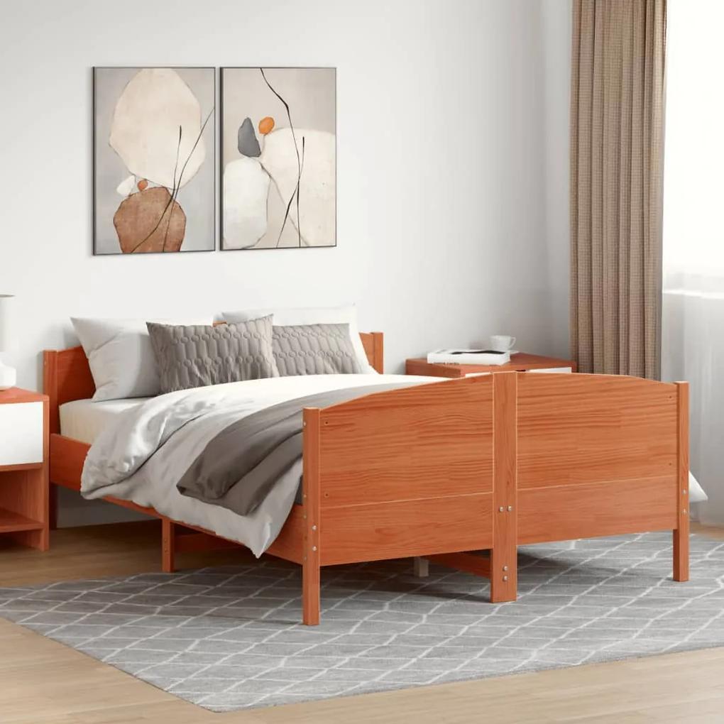 Rám postele s čelem voskově hnědý 120 x 200 cm masivní borovice,  3216178