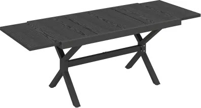 Outsunny rozkládací zahradní stůl z hliníku, venkovní jídelní stůl s dekorativní dřevěnou deskou pro 8-10 osob, 214x85x73 cm, antracitově šedá