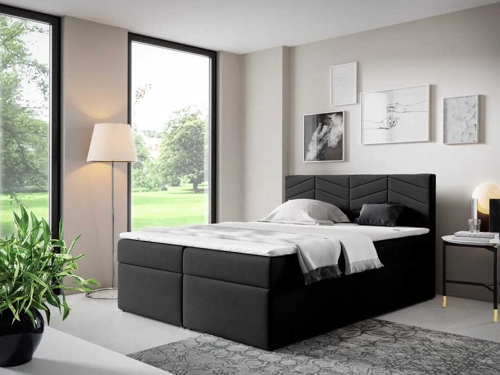 Eka Kontinentální čalouněná postel ANNA - Trinity (90x200 cm) Barva látky Trinity: Krémově bíla (Trinity 2301)