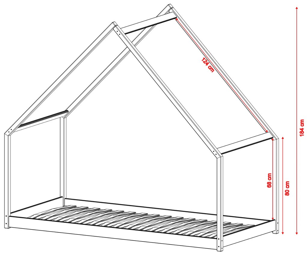 Legno Dětská postel ve tvaru domku Mora borovice Rozměr (cm): 90x200