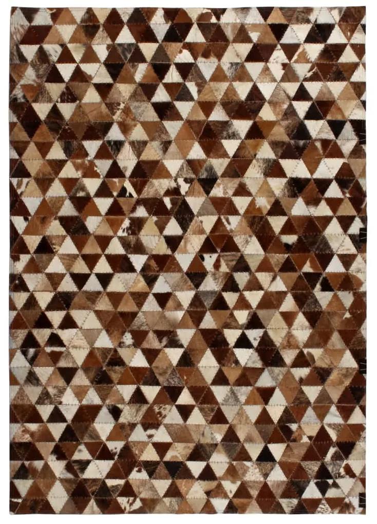 132610 vidaXL Koberec patchwork pravá kůže 80x150 cm trojúhelníky hnědobílý