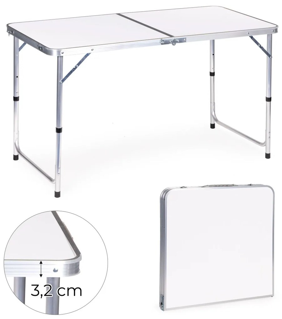 Skládací turistický stůl Veloca 120x60 cm bílý