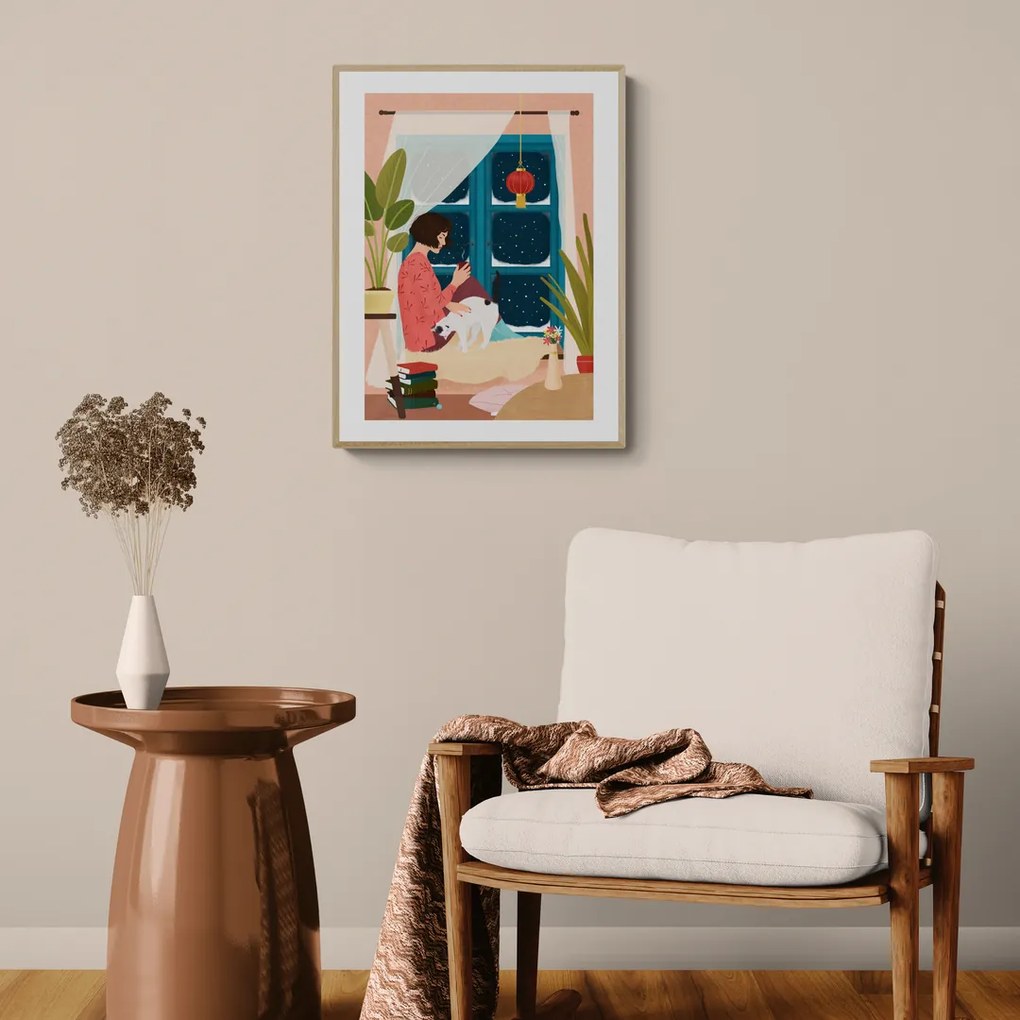 Petra Holíková | Zimní večer Rám: Dubový, Velikost: 60 x 40 cm