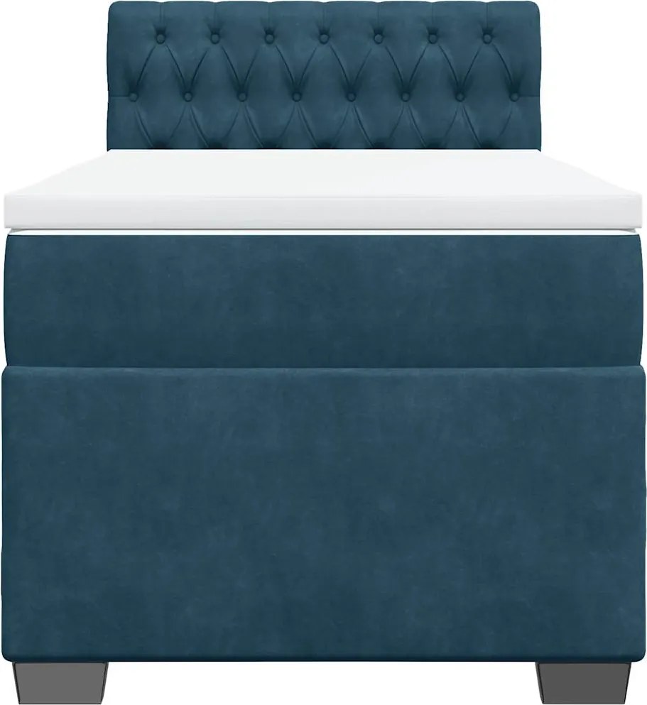 Box spring postel s matrací modrá 100 x 200 cm samet 3288544