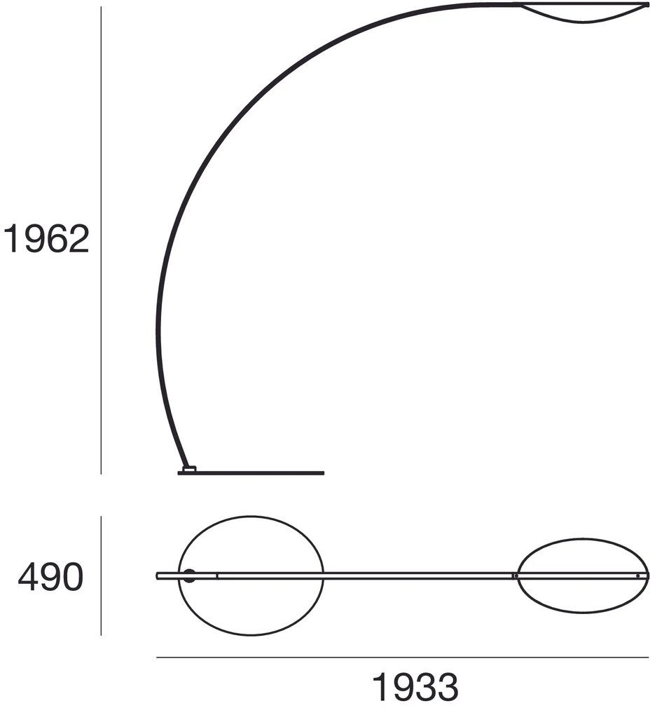 Stilnovo 8165 Diphy_FL, oblouková stojací lampa se stmívačem, 30W LED 3000K, výška 196cm
