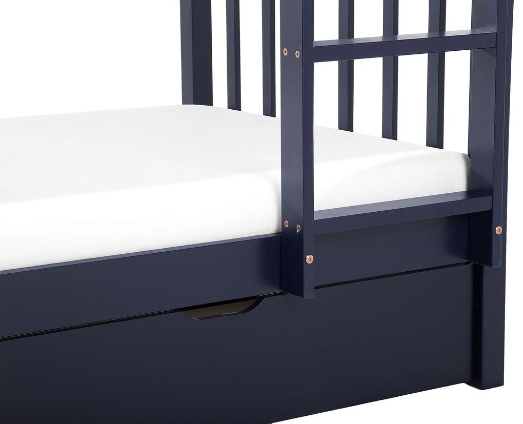 Tmavě modrá patrová postel s úložným prostorem 90 x 200 cm REVIN Beliani
