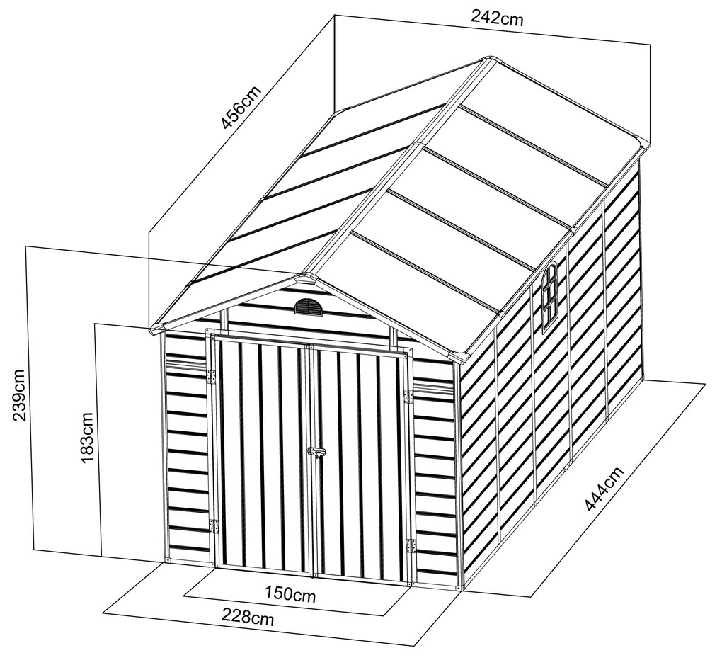 Zahradní domek G21 Boston 1104 - 241 x 456 cm, plastový, šedý