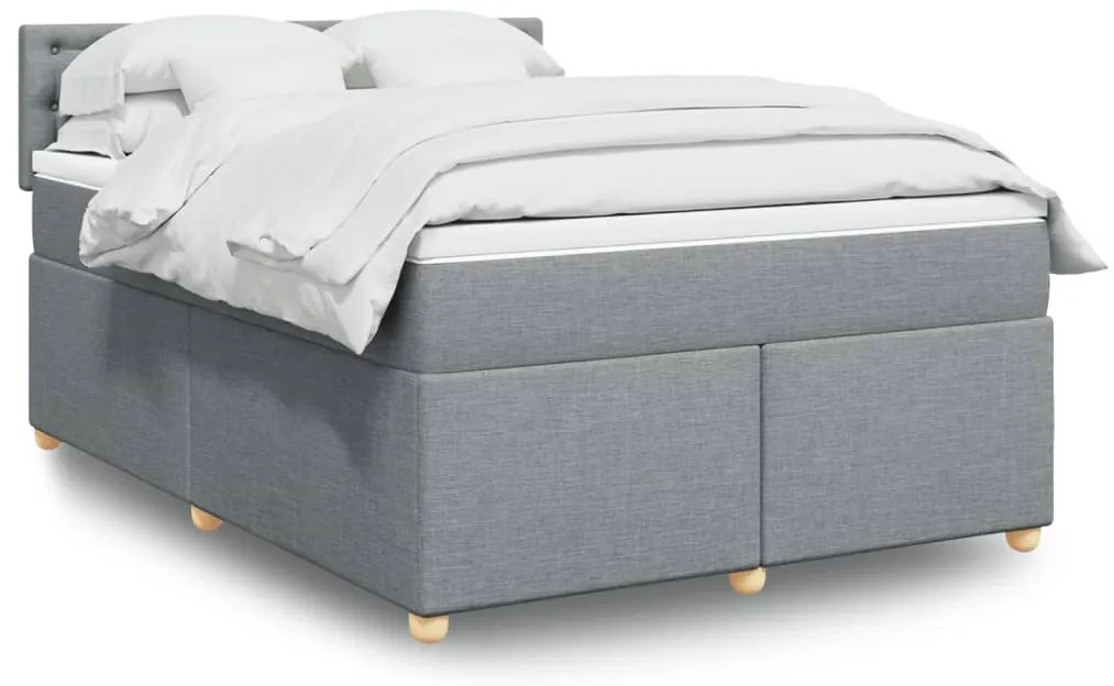 Box spring postel s matrací světle šedá 140 x 190 cm textil