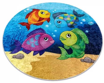 Dywany Luszczow Dětský kusový koberec JUNIOR 51594.801 pratelný  kulatý ryby, oceán pro děti protiskluz, modrý Rozměr koberce: 120 cm KRUH