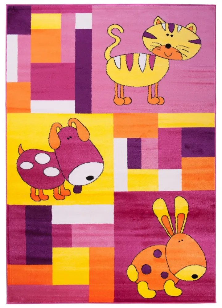 Dětský kusový koberec Manny růžový, Velikosti 80x150cm