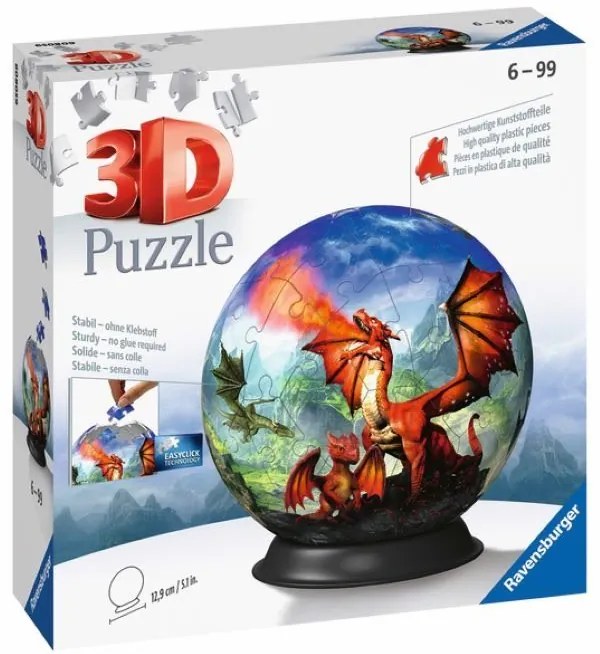 3d puzzle puzzle-ball mystický drak 72 dílků