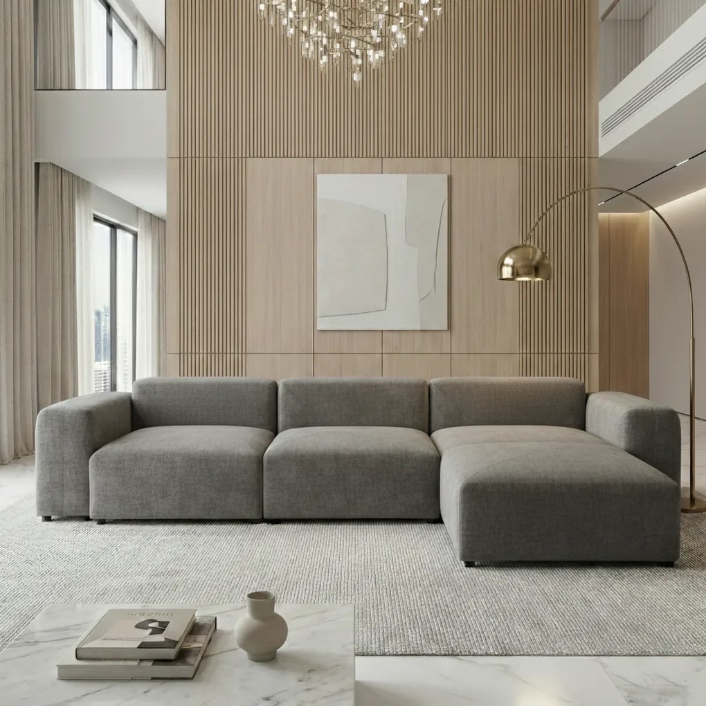 Rohová modulární sedací souprava do L MODINI, 330 cm Barva látky Moly: Světle šedá (Moly 80)