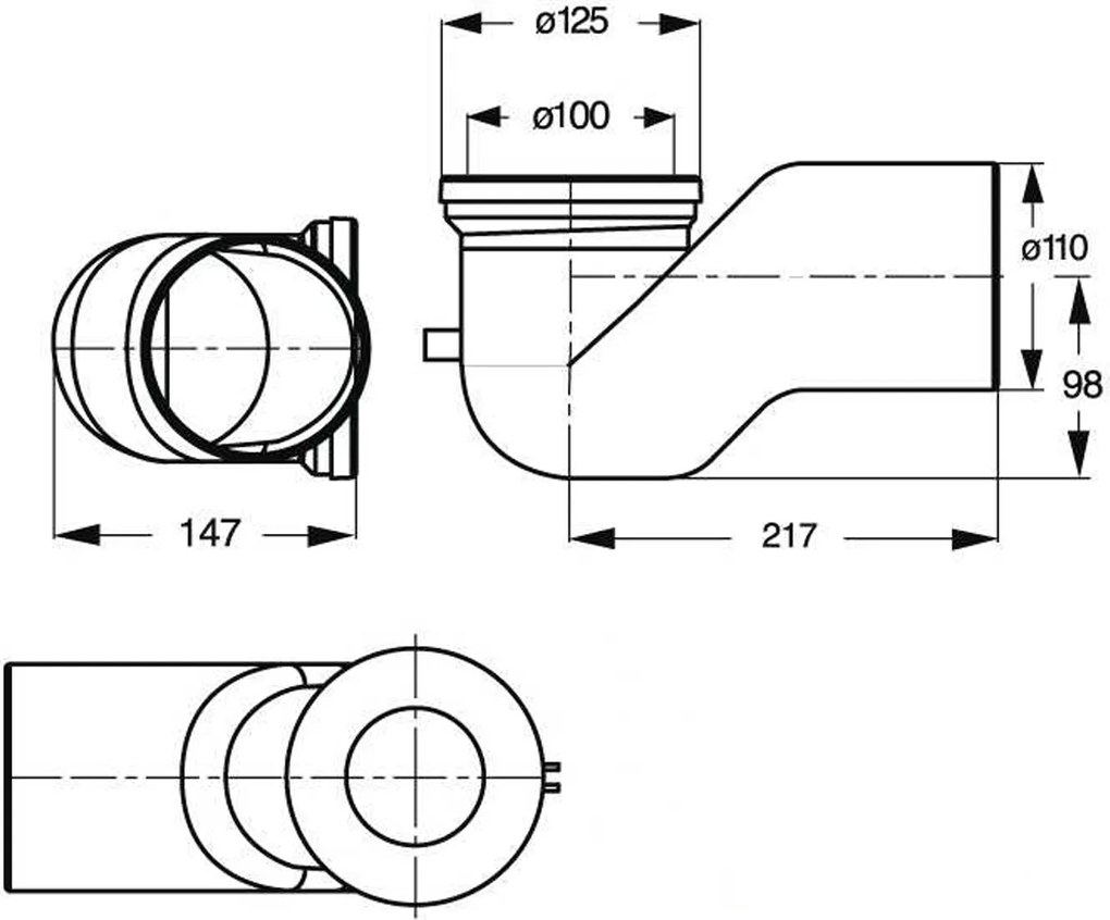 Bruckner koleno k WC odpadní 90 průměr 110 mm bílá 159.316.0 Koupelny Bernold