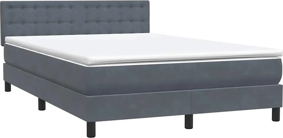 Box spring postel s matrací a LED tmavě šedá 160x210 cm samet 3317272