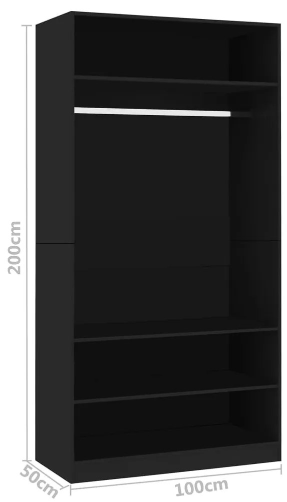 Šatní skříň černá 100 x 50 x 200 cm dřevotříska - Default Title