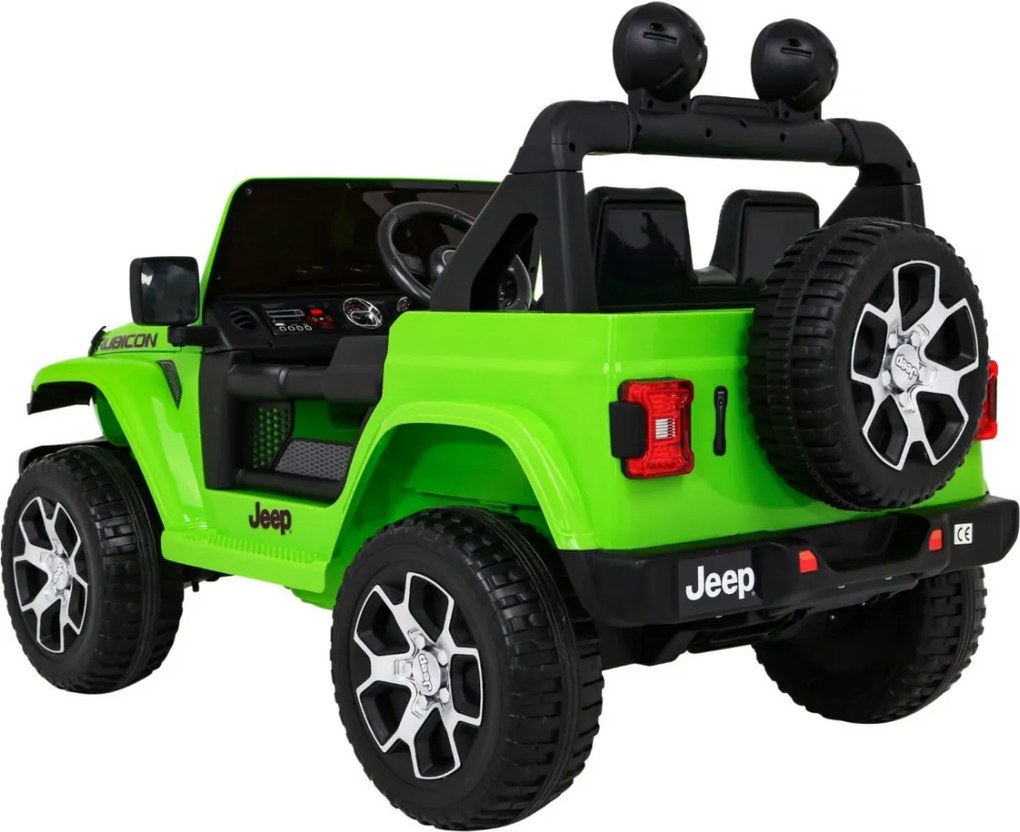 Ramiz Jeep Wrangler Rubicon elektrické auto pro děti zelené + dálkové ovládání + MP3 LED rádio + EVA kola