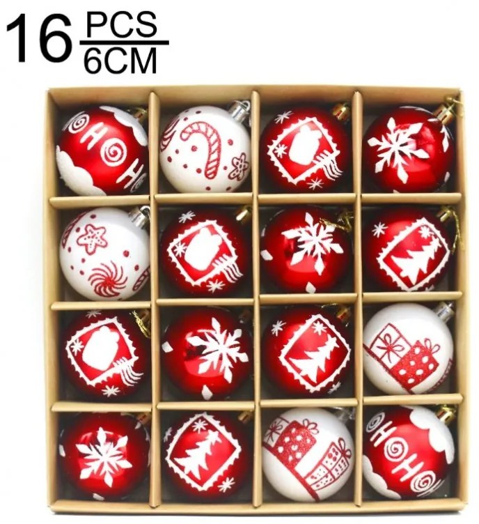Sada vánočních ozdob RED&WHITE červeno-bílé, 16 ks