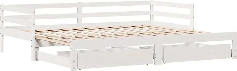 Válenda se zásuvkami bílá 90 x 200 cm masivní borovice 3302145