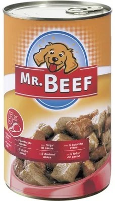 Krmivo pro psy MR. BEEF, 5 druhů masa, konzerva 1 200 g